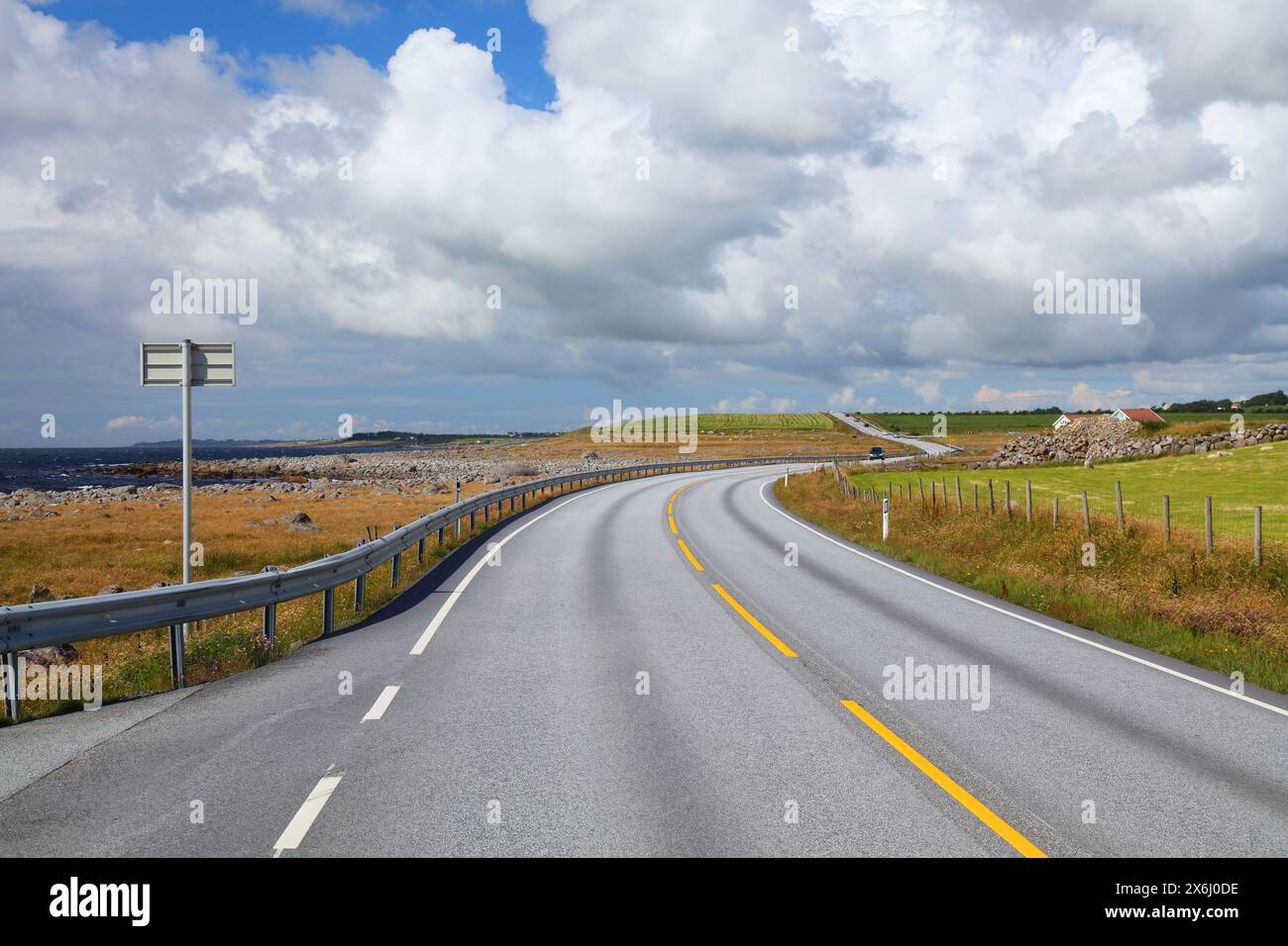 Rogaland landscape in Norway. Road curve in summer Stock Photo - Alamy
