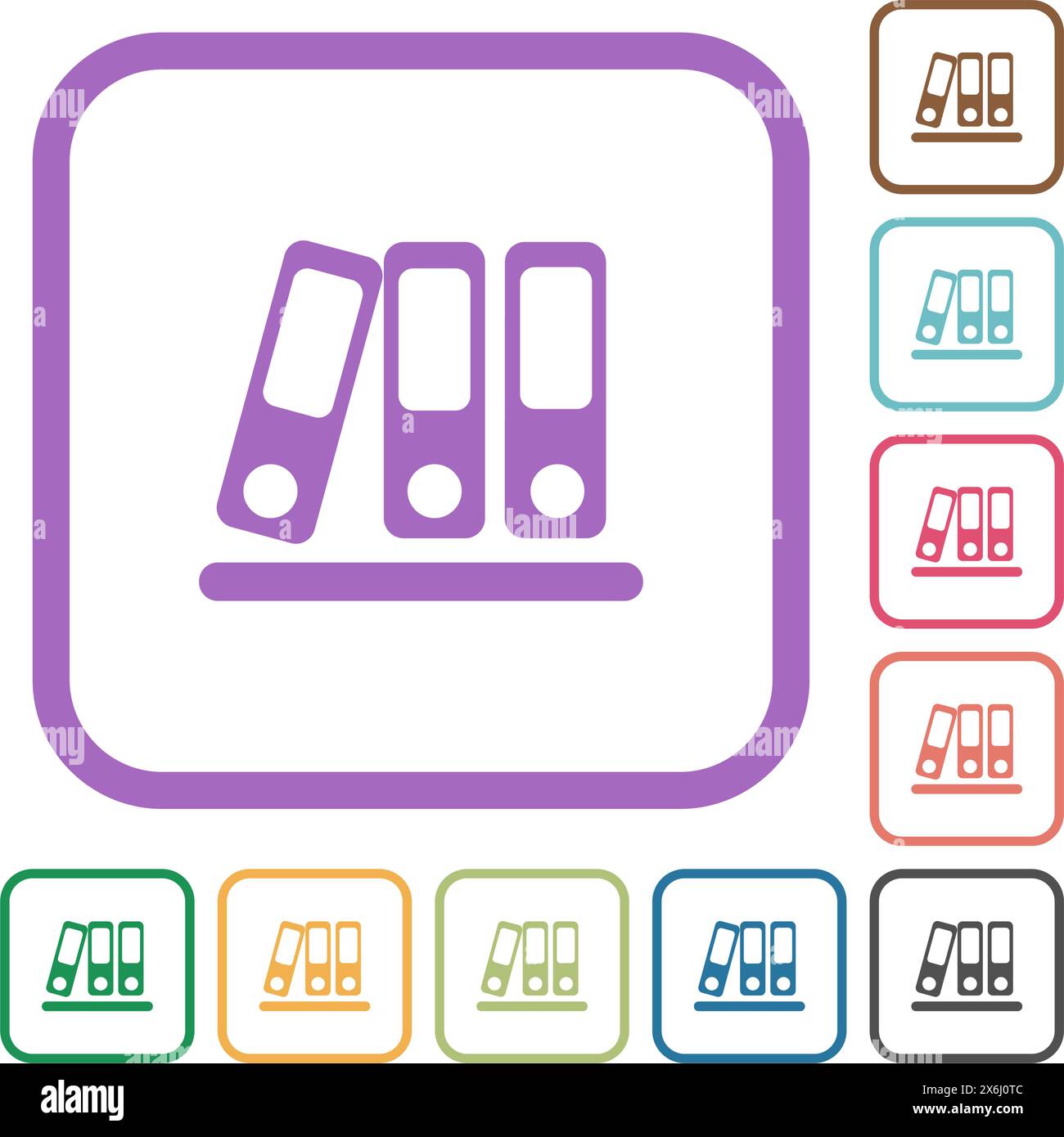 Office binders simple icons in color rounded square frames on white background Stock Vector ...