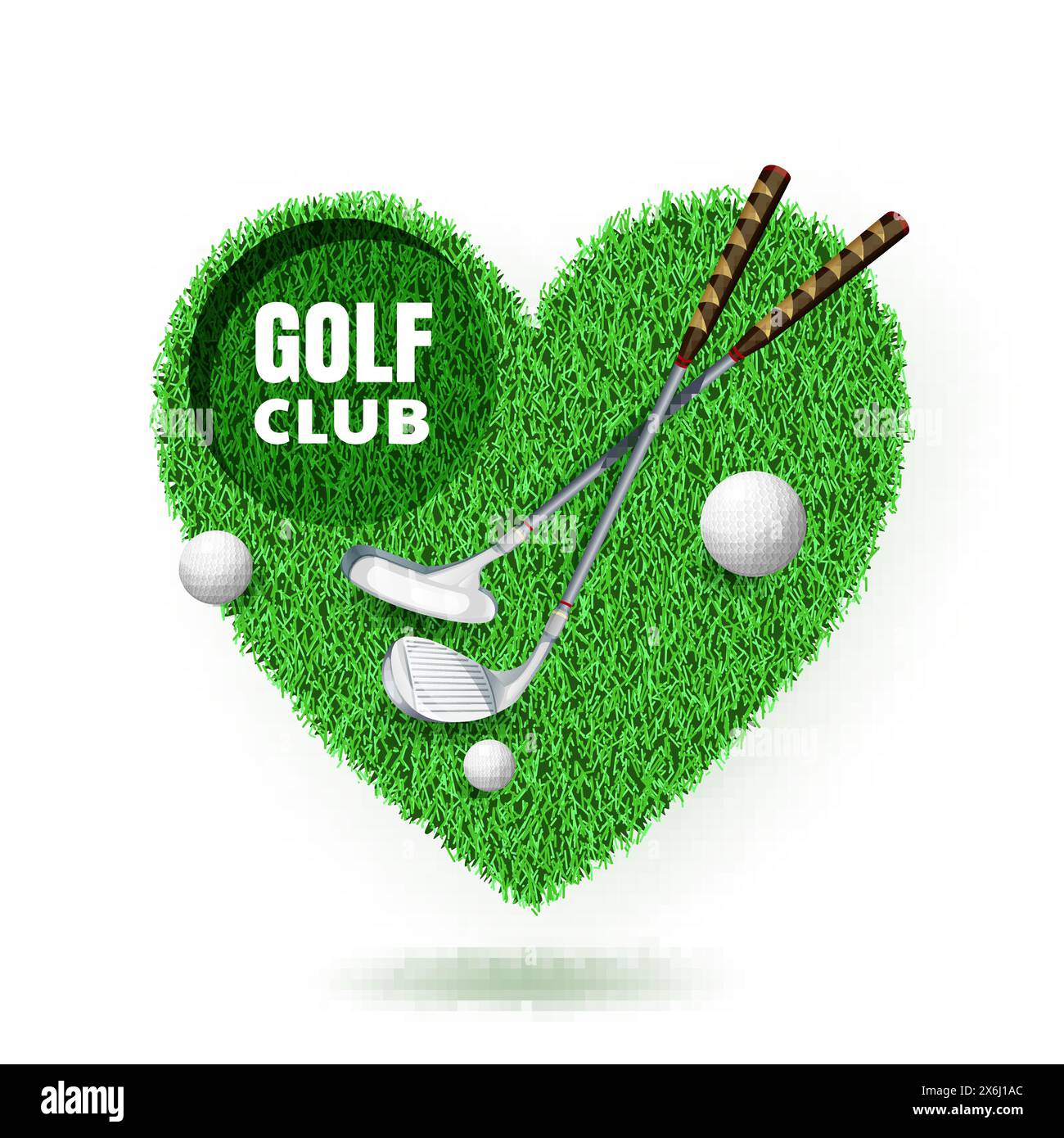 Golf club tournament, poster banner design template. Heart shape golf ...