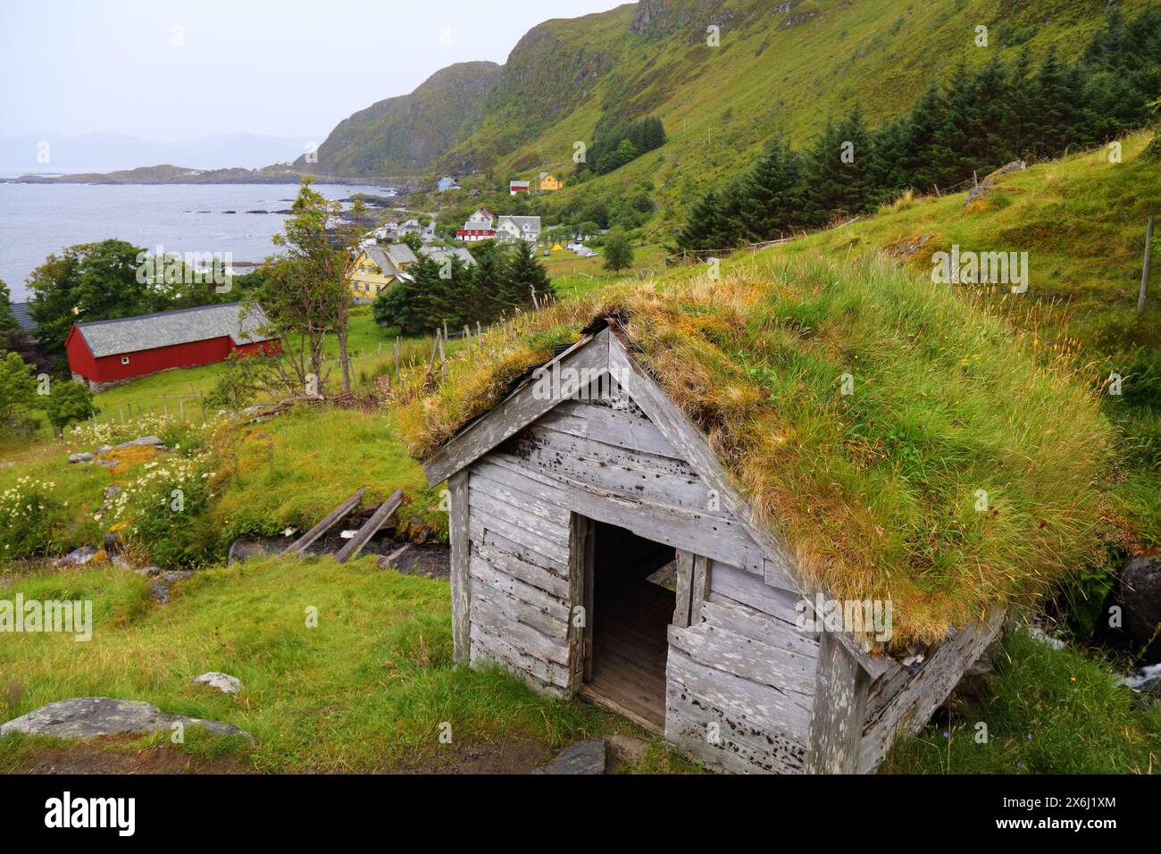 Wooden shelter for sheep and herders in Runde Island, Norway ...