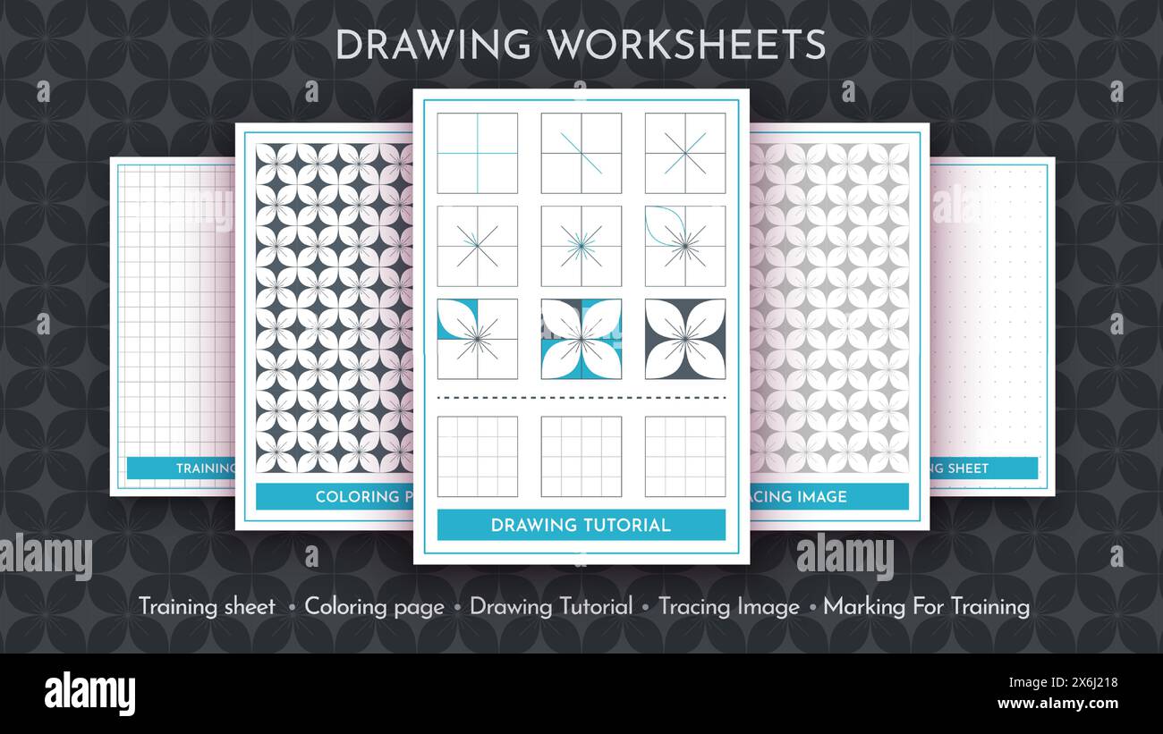 How to Draw a Pattern. Step by Step Drawing Tutorial. Draw Guide Worksheet. Simple Instruction ...