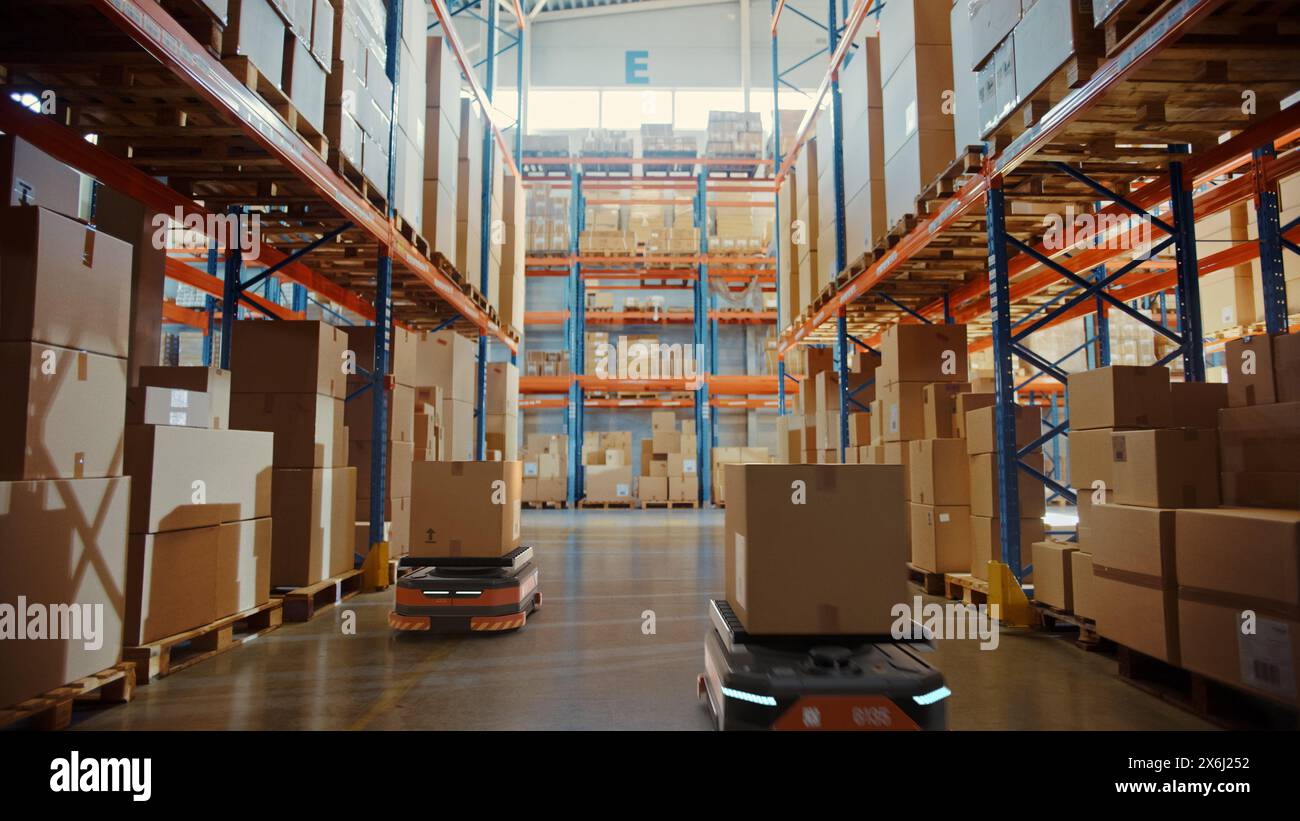 Future Technology 3D Concept: Automated Retail Warehouse AGV Robots ...