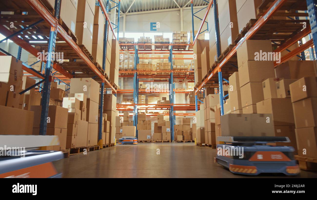 Future Technology 3D Concept: Automated Retail Warehouse AGV Robots ...