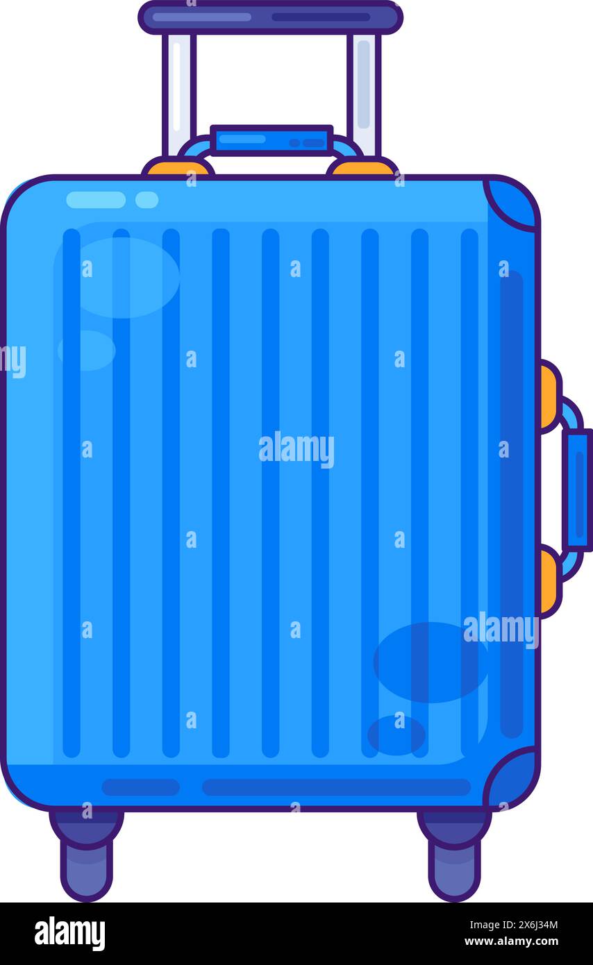 Accessories for transporting tourist luggage. Blue suitcase on wheels ...