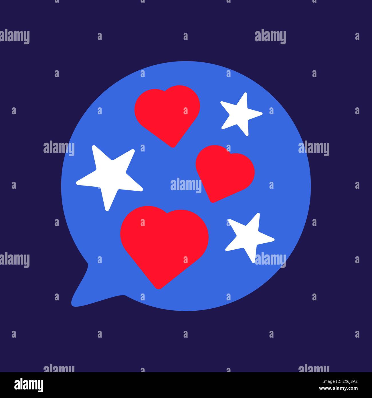 Talking bubble filled with stars and patriotic hearts signs. Festive ...