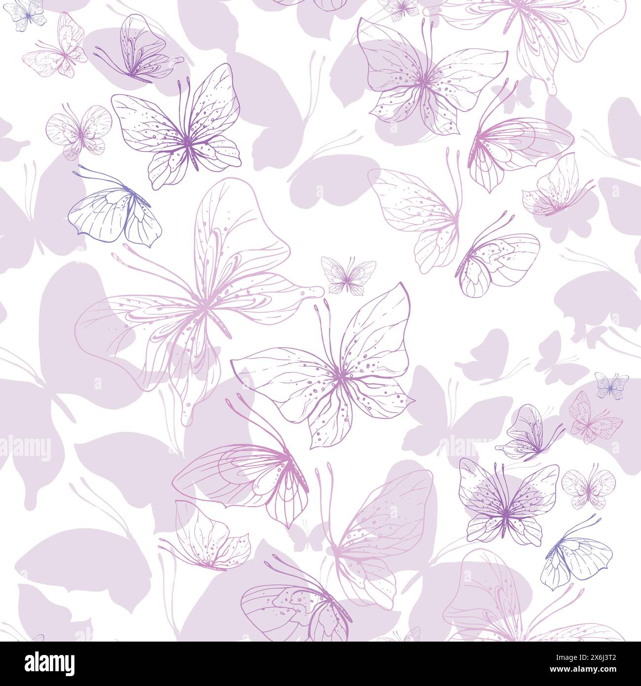 Butterflies are pink, blue, lilac, flying, delicate line art, clip art ...