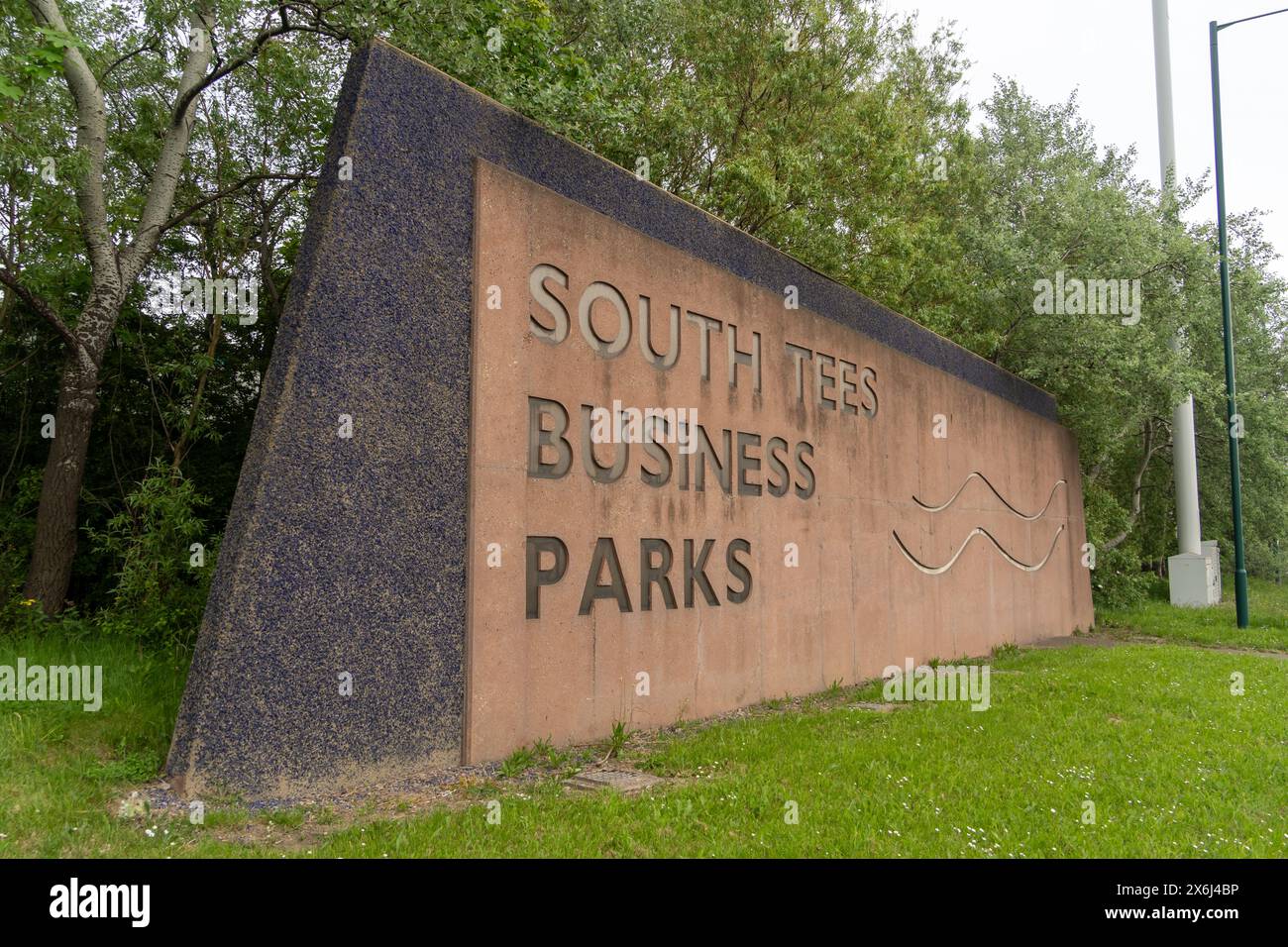 Middlesbrough, UK. Entrance sign at South Tees Business Park industrial ...