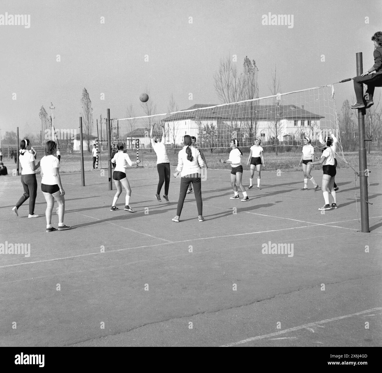 Socialist Republic of Romania in the 1970s. Young students playing ...
