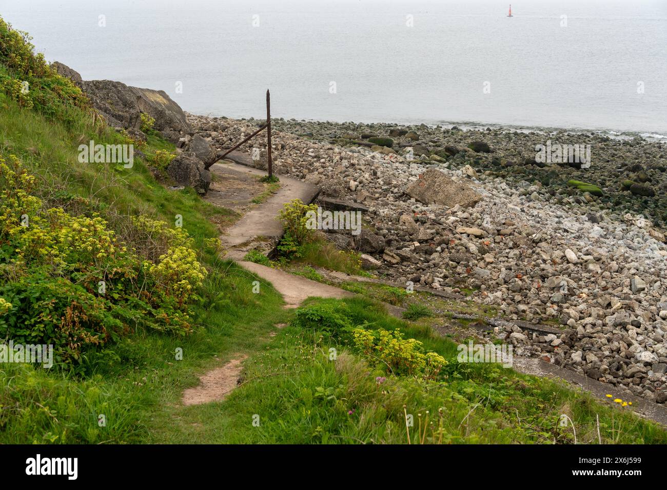 View at South Gare, nr Redcar, North Yorkshire, UK. Post-industrial ...