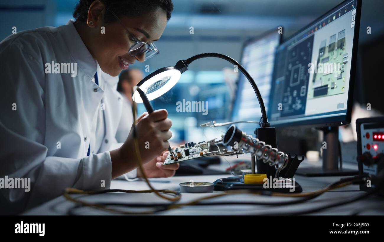 African american engineer soldering pcb hi-res stock photography and ...