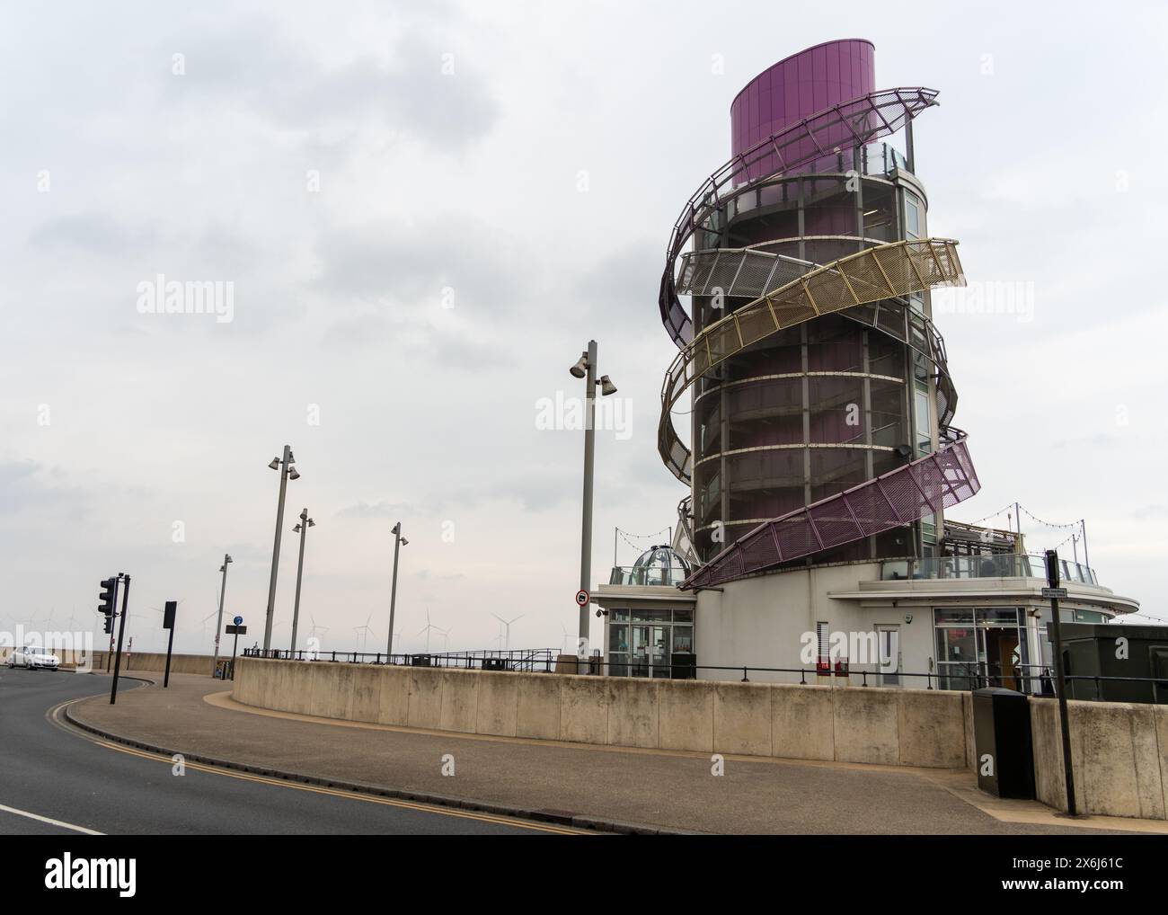 Redcar, North Yorkshire, UK. The Beacon, a vertical pier on the sea ...
