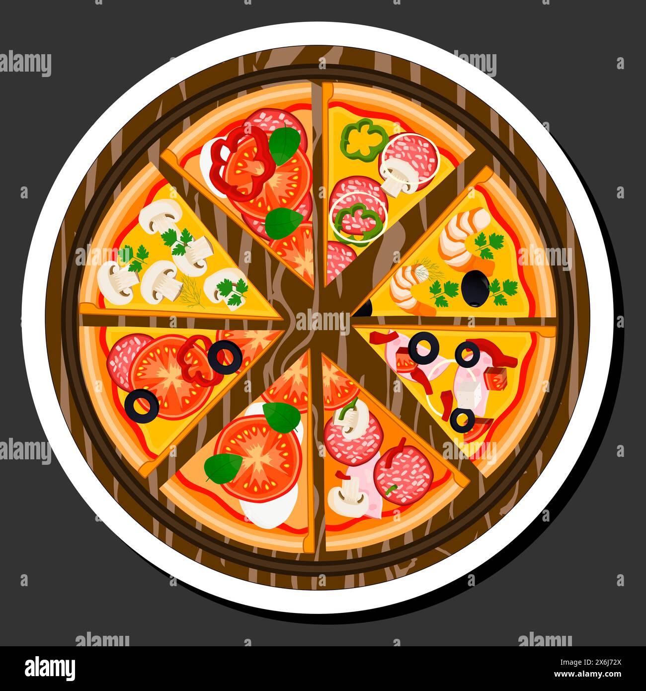 Illustration on theme big hot tasty pizza to pizzeria menu, Italian ...