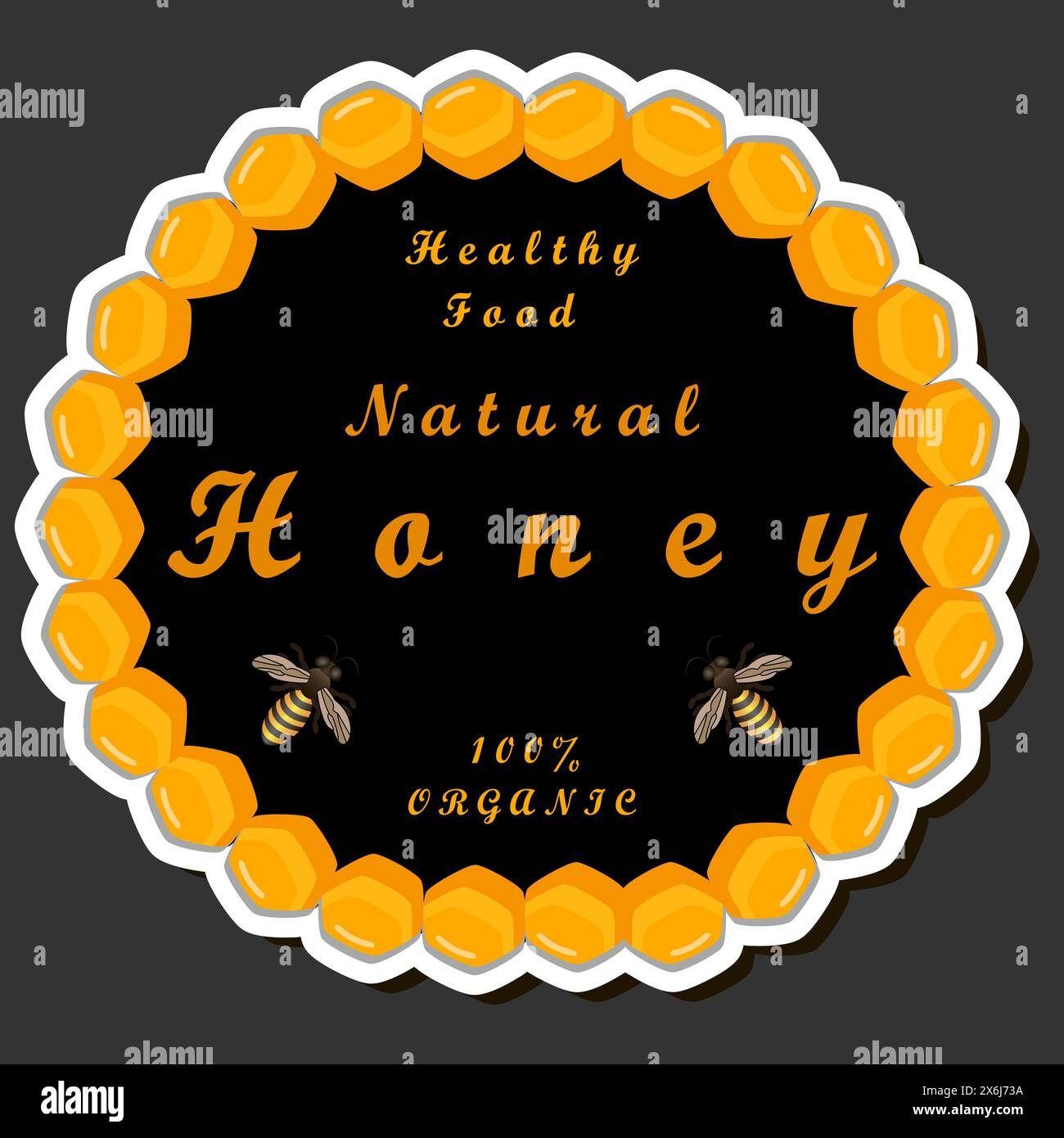 Illustration on theme for label of sugary flowing down honey in ...