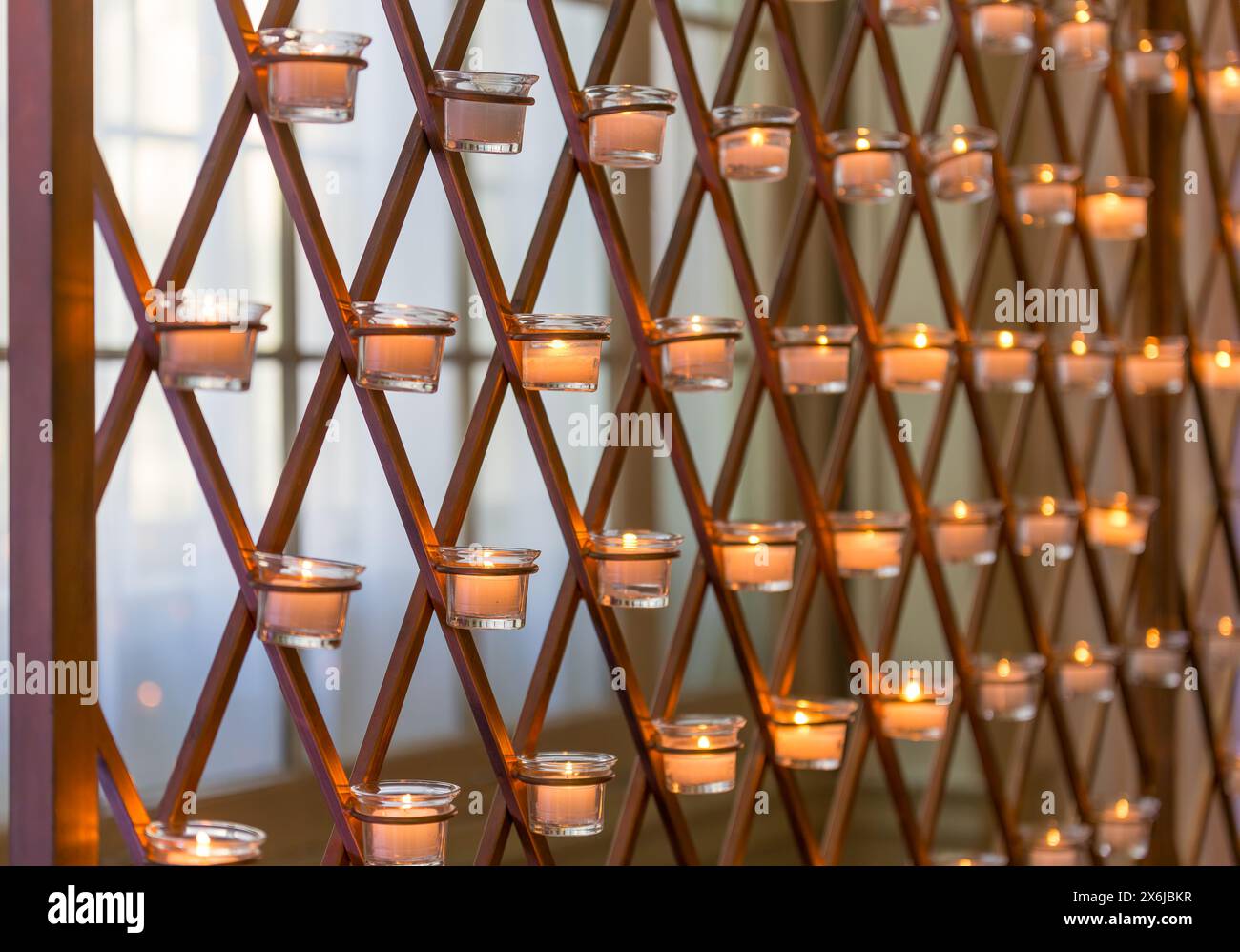 Romantic Wedding Decor: Copper Grid Candlelight Ambiance Stock Photo ...