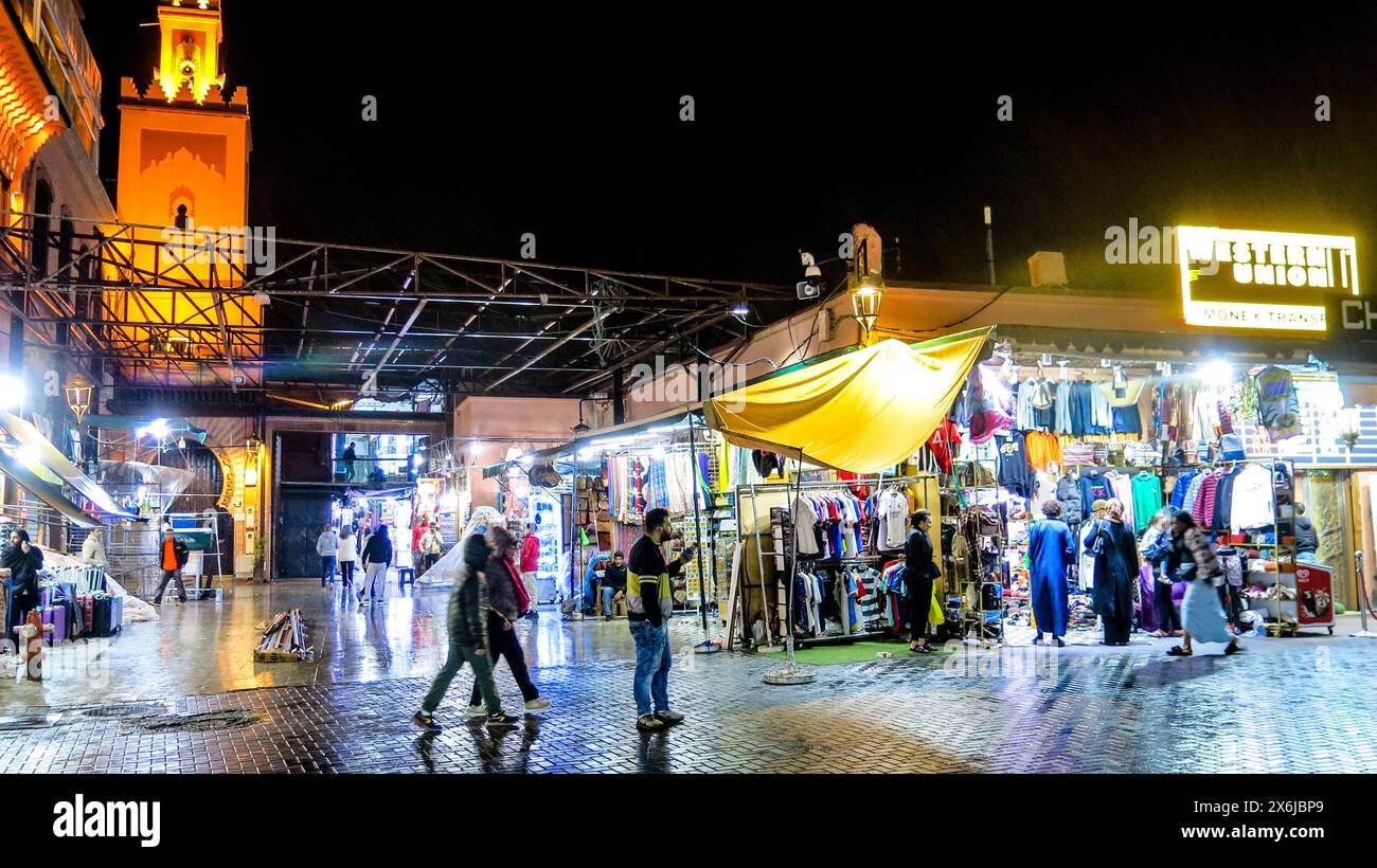 Jemaa el-Fnaa at night Stock Photo - Alamy