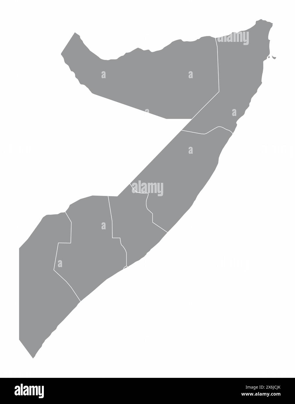 Somalia administrative map isolated on white background Stock Vector ...
