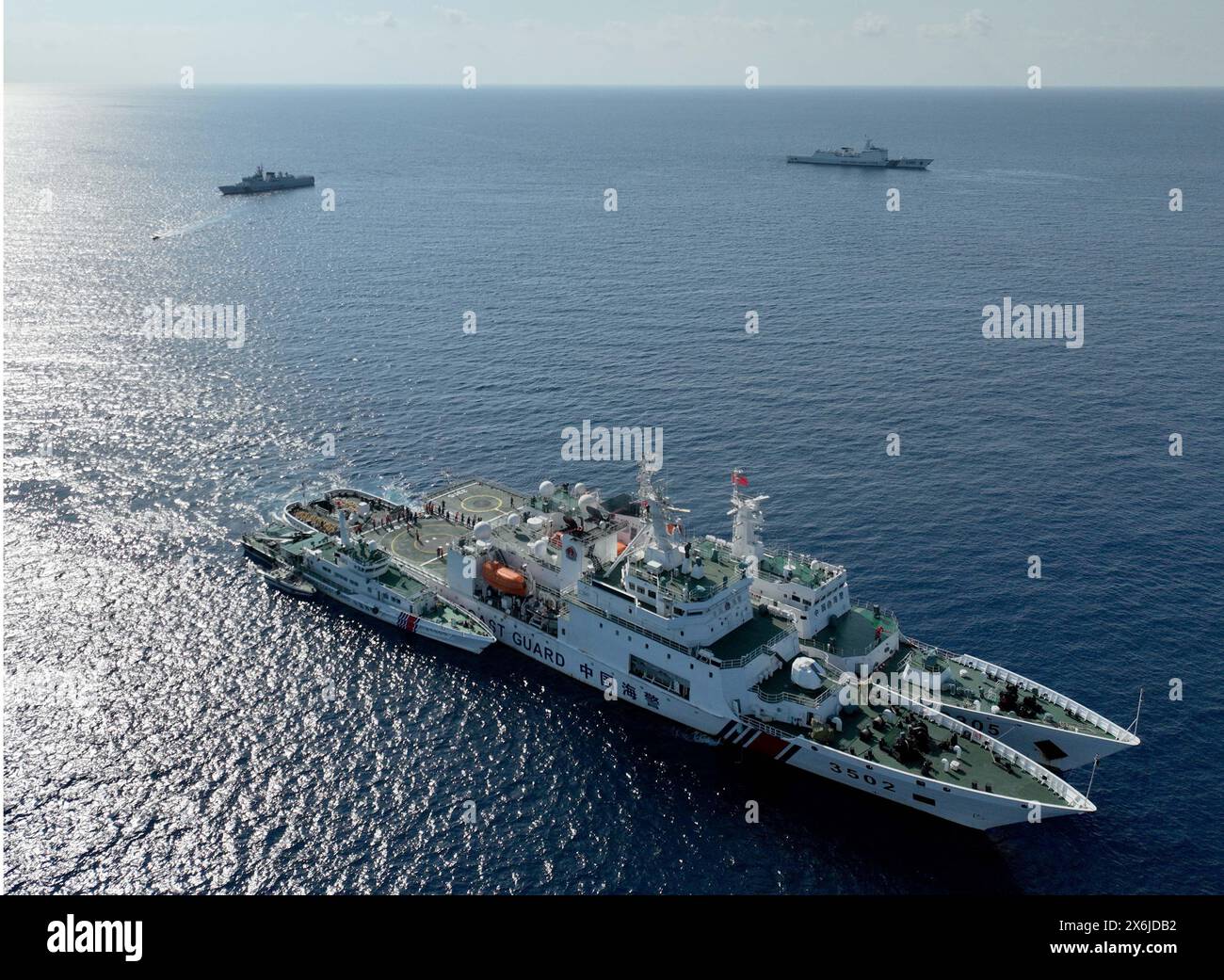 South China Sea. 13th May, 2024. An aerial drone photo taken on May 13 ...