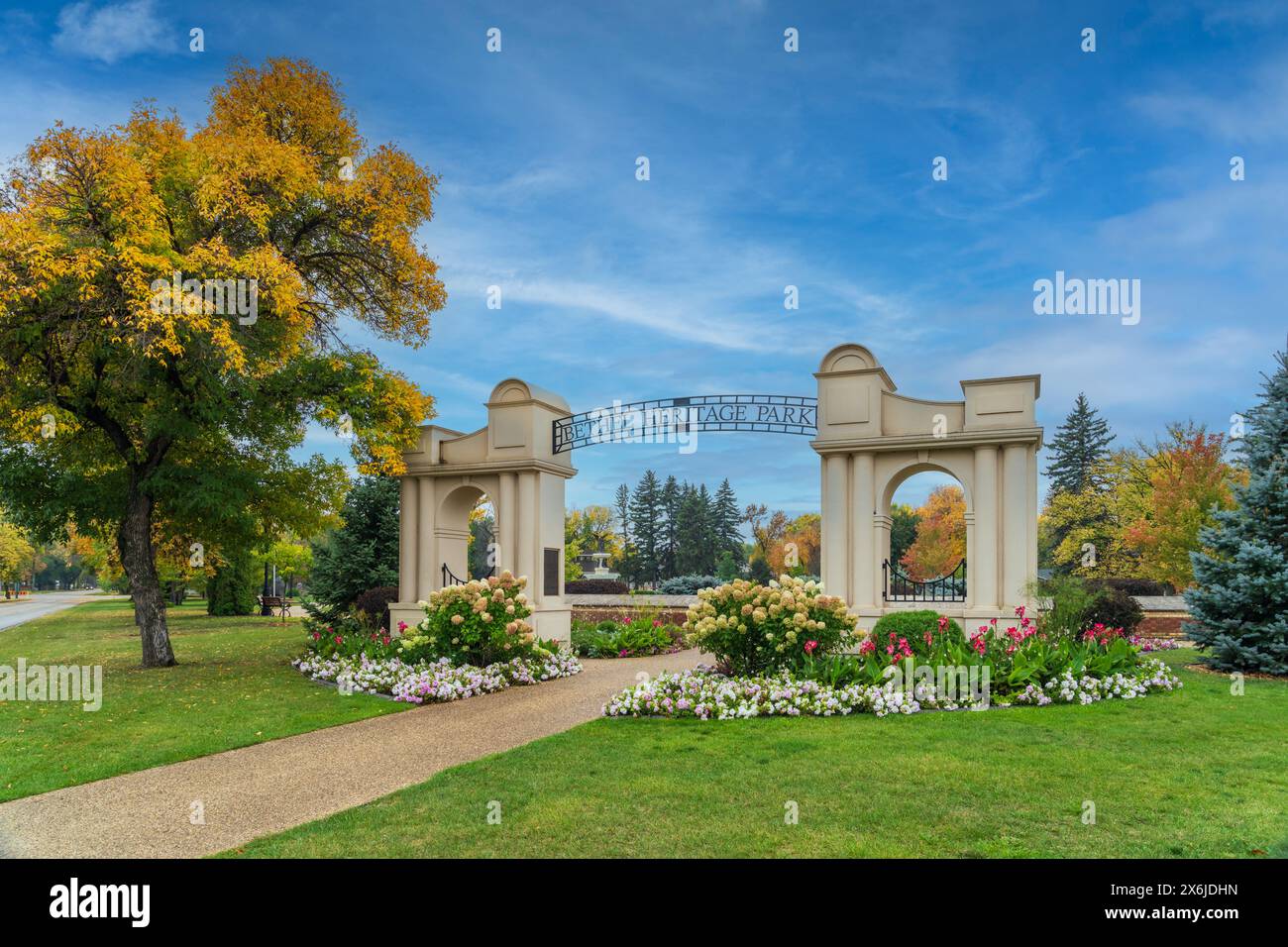 Fall foliage color in Bethel Heritage Park in Winkler, Manitoba, Canada ...