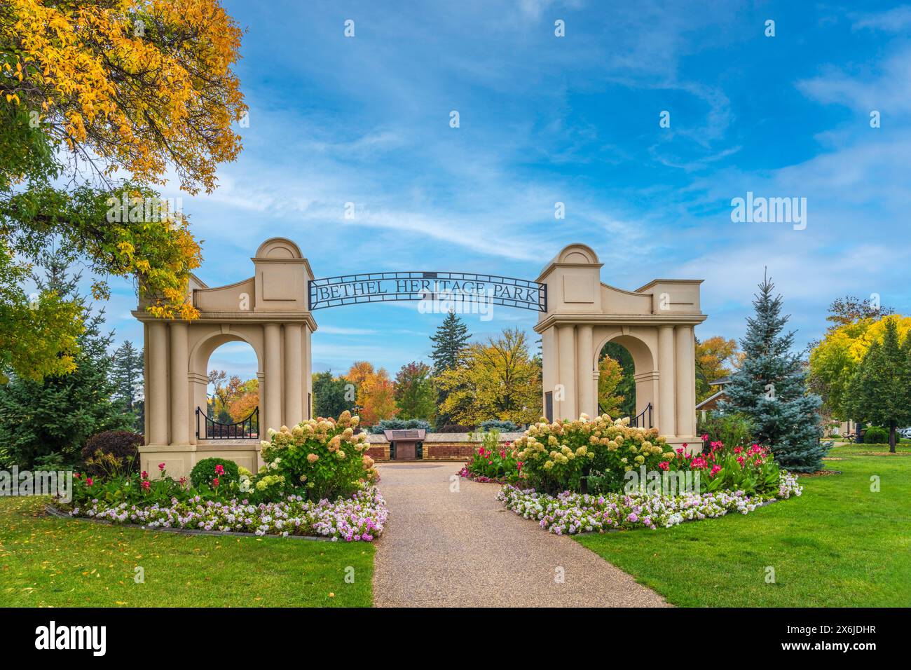 Fall foliage color in Bethel Heritage Park in Winkler, Manitoba, Canada ...