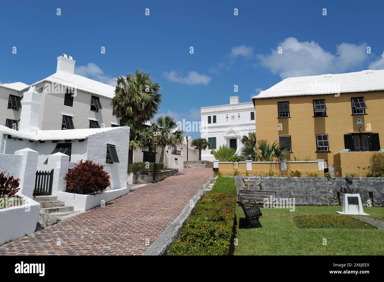 Pretty houses on King Street in St George’s on Bermuda Stock Photo - Alamy