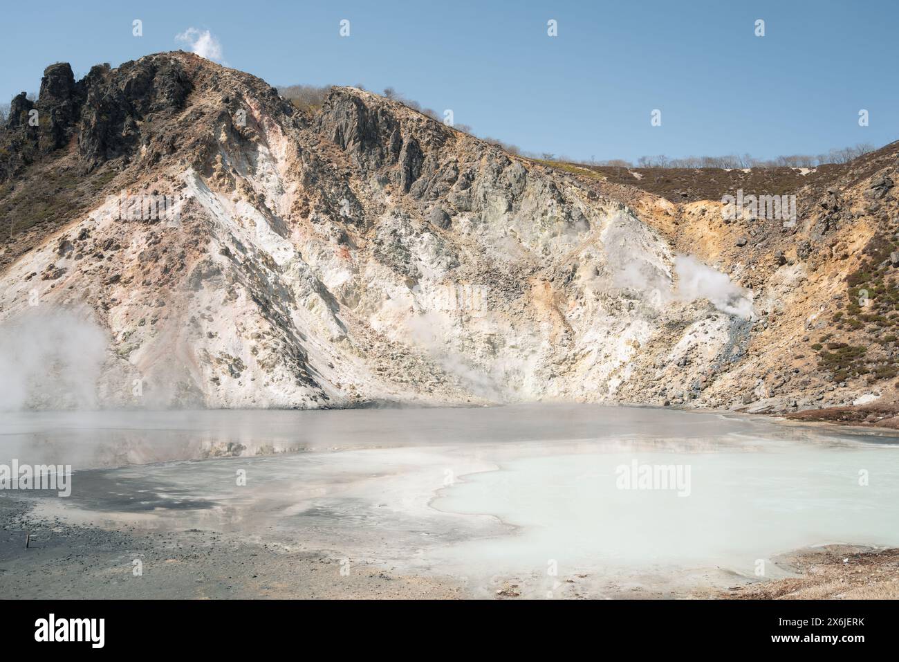 Jigokudani Hell Valley Lake Oyunuma in Noboribetsu, Hokkaido, Japan Stock Photo - Alamy