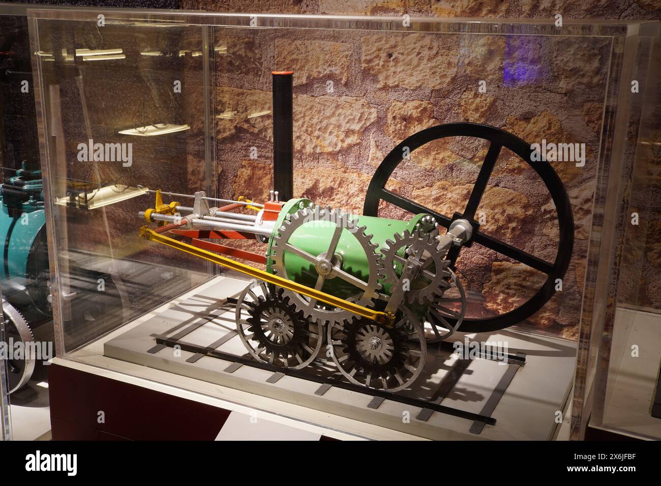 Scale-down model of 1805 Trevithick's Steam Rail Locomotive. Transport ...