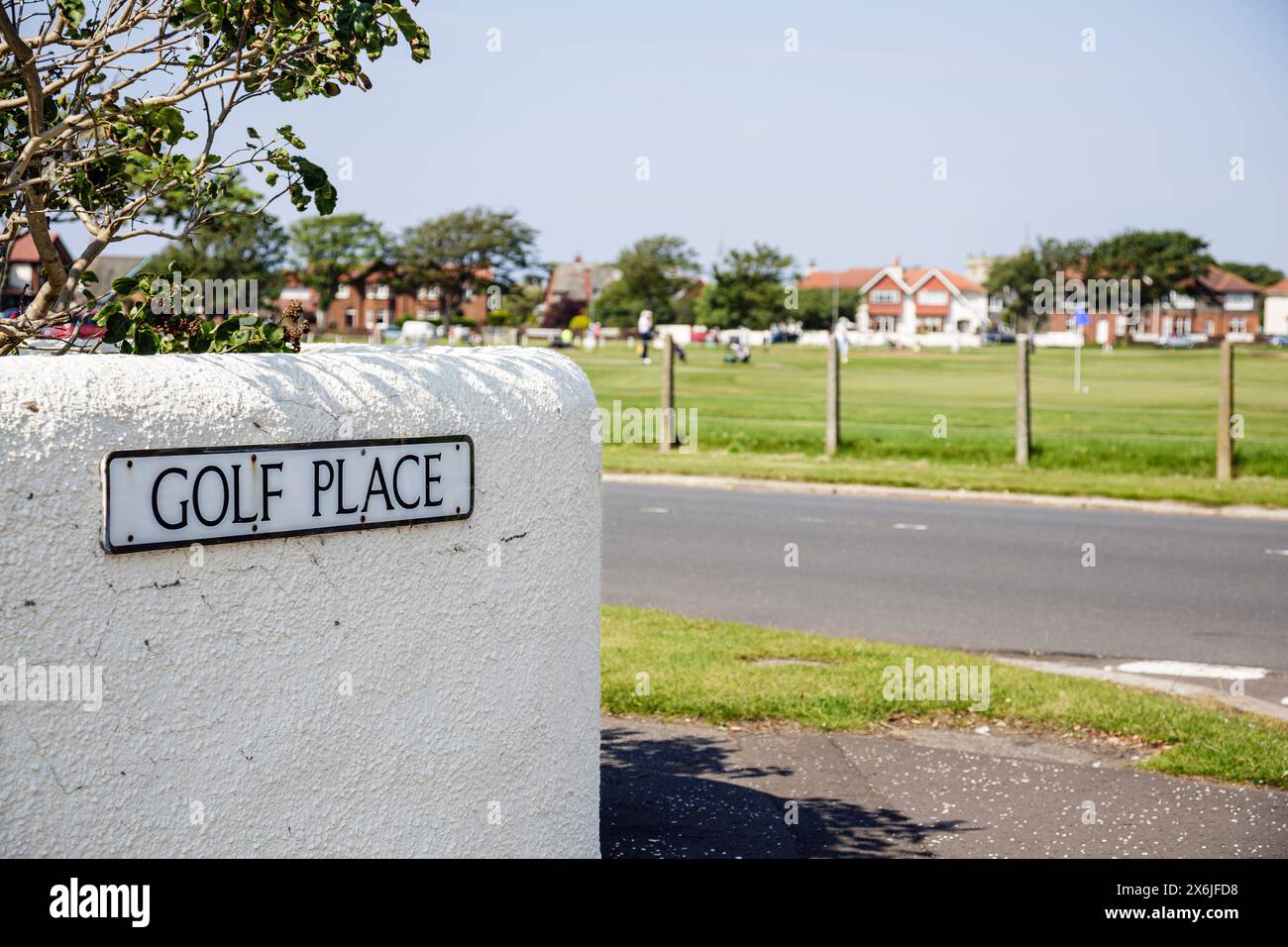 Golf Place street name next to Troon Links Golf Club, Troon, South ...