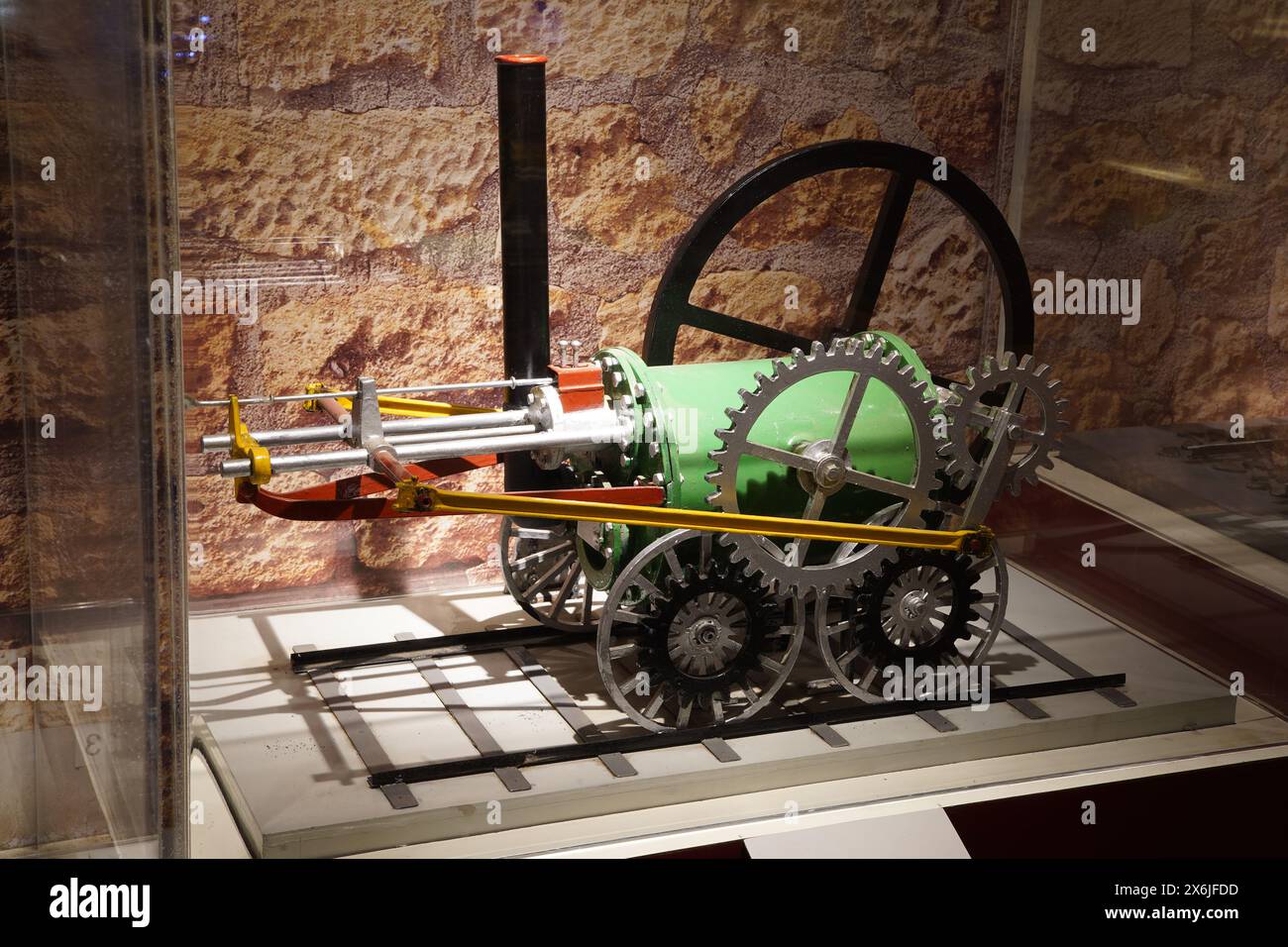 Scale-down model of 1805 Trevithick's Steam Rail Locomotive. Transport ...