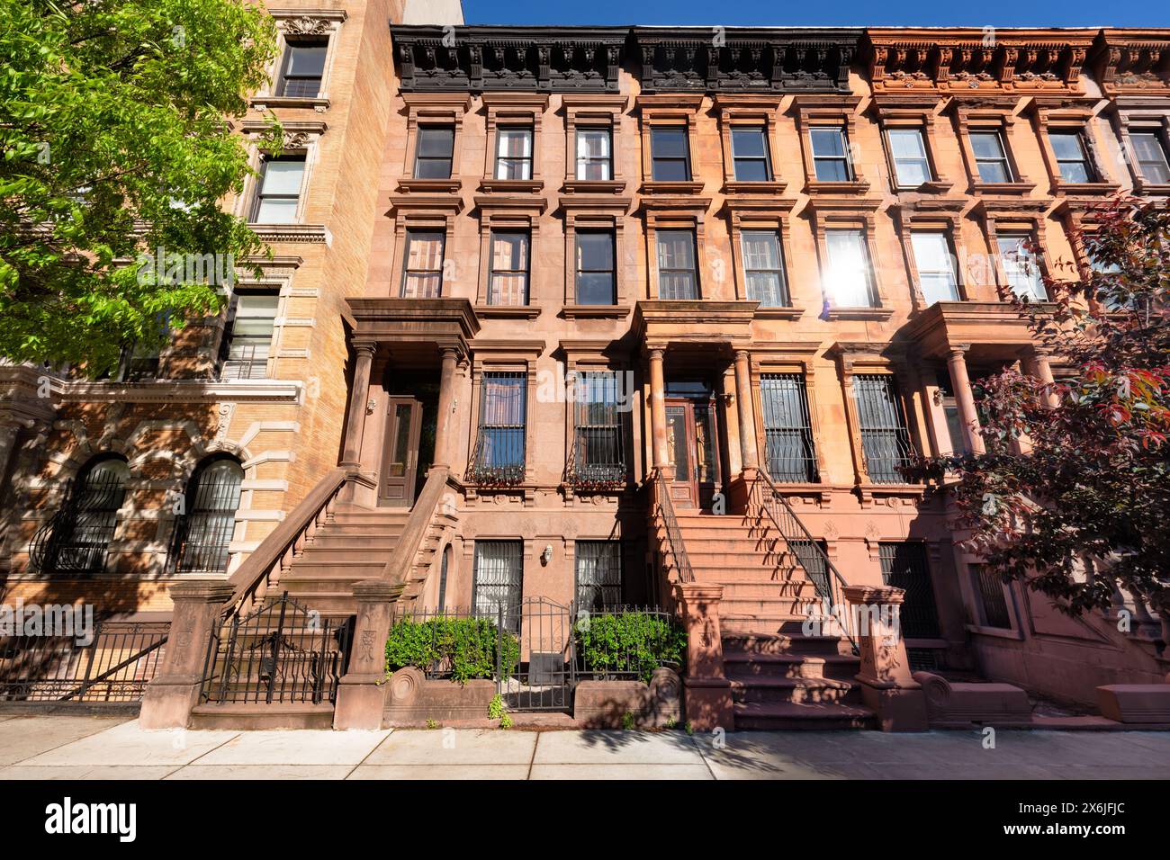 Row of Harlem brownstones and entry steps (Mount Morris Park Historic ...