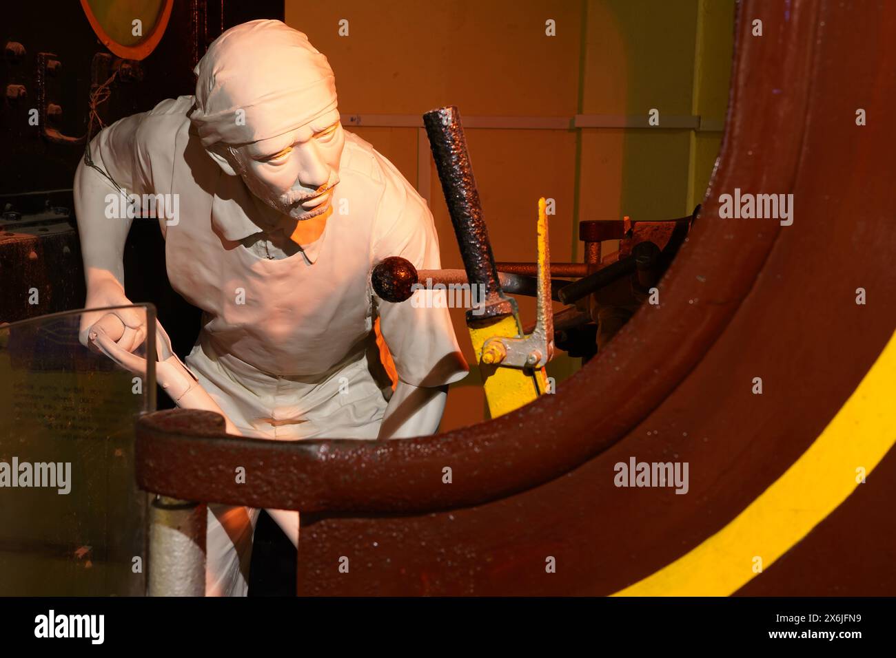 A Life-sized mannequin placed inside the 75 hp. Narrow Gauge Diesel ...