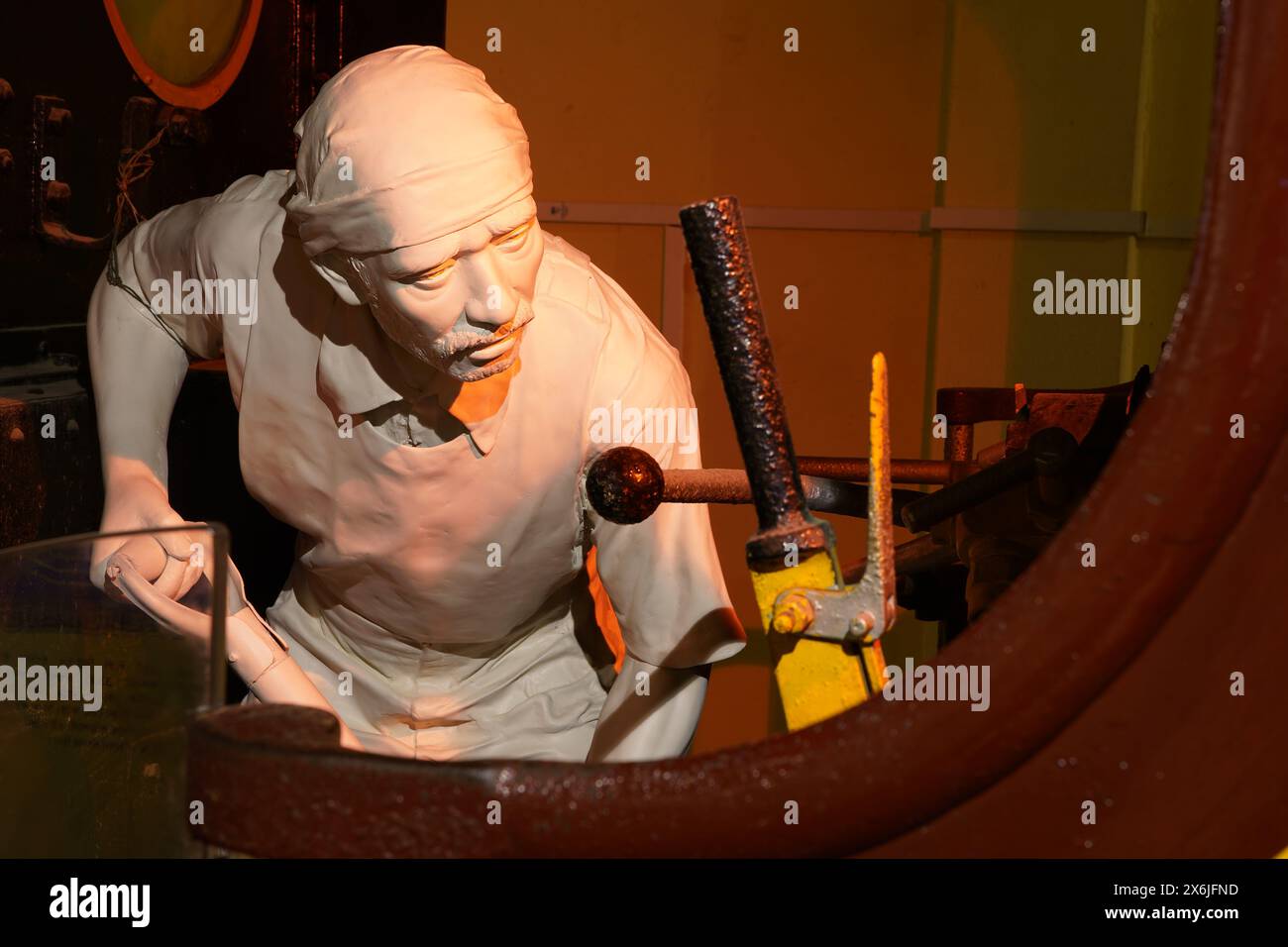 A Life-sized mannequin placed inside the 75 hp. Narrow Gauge Diesel ...