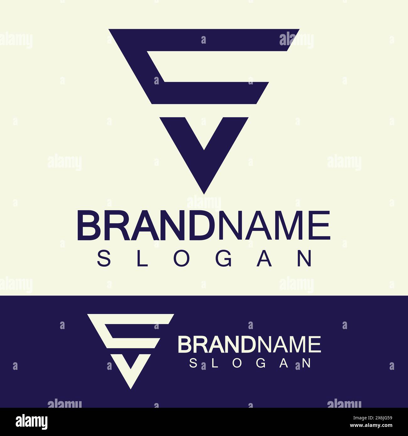 Creative letter CV or VC monogram logo inverted triangle shape Stock ...