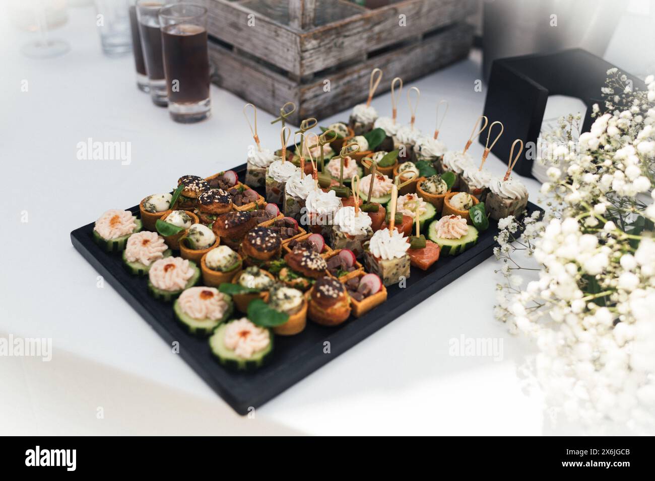 Small Canapes appetizers at the wedding Stock Photo - Alamy