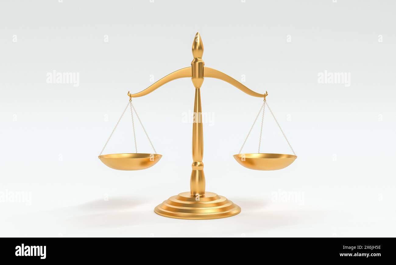 golden balance scale, symbolizing justice and fairness nobody Stock Photo - Alamy