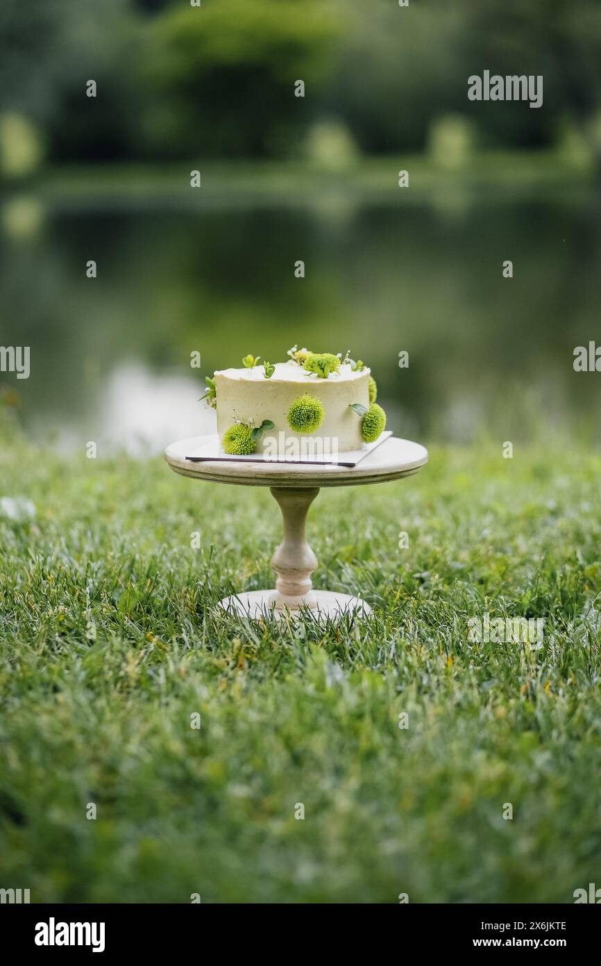 Serene Cake by the Lake Stock Photo - Alamy