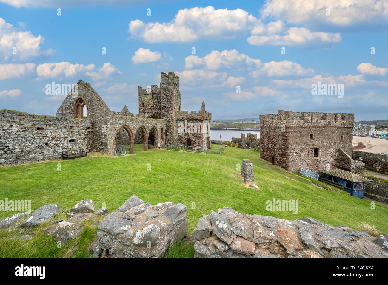 Inside the walls of Peel Castle, Peel, Isle of Man, England, UK Stock ...