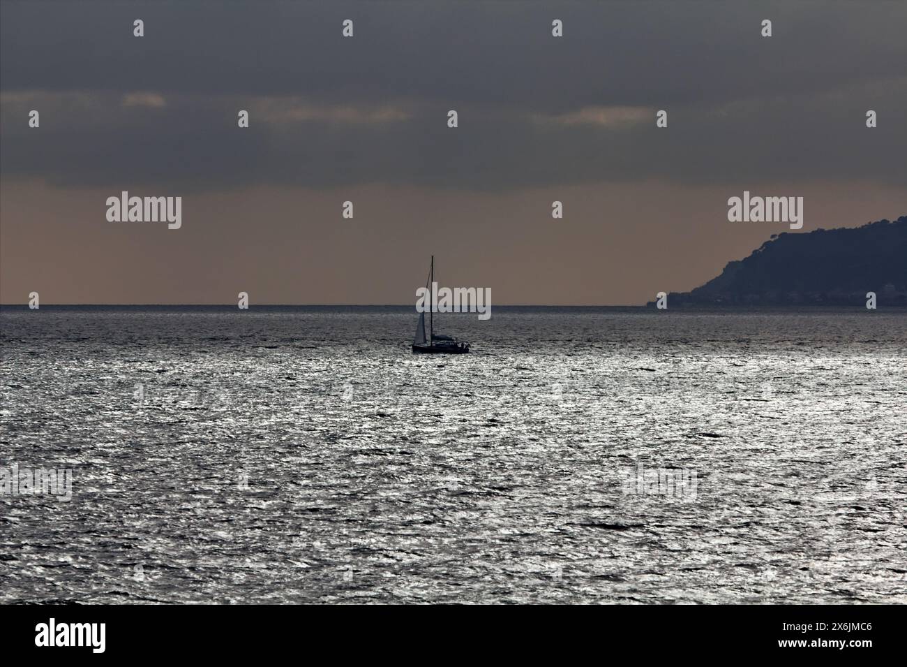 Italy, Sicily, Messina, the eastern sicilian coastline with stormy ...
