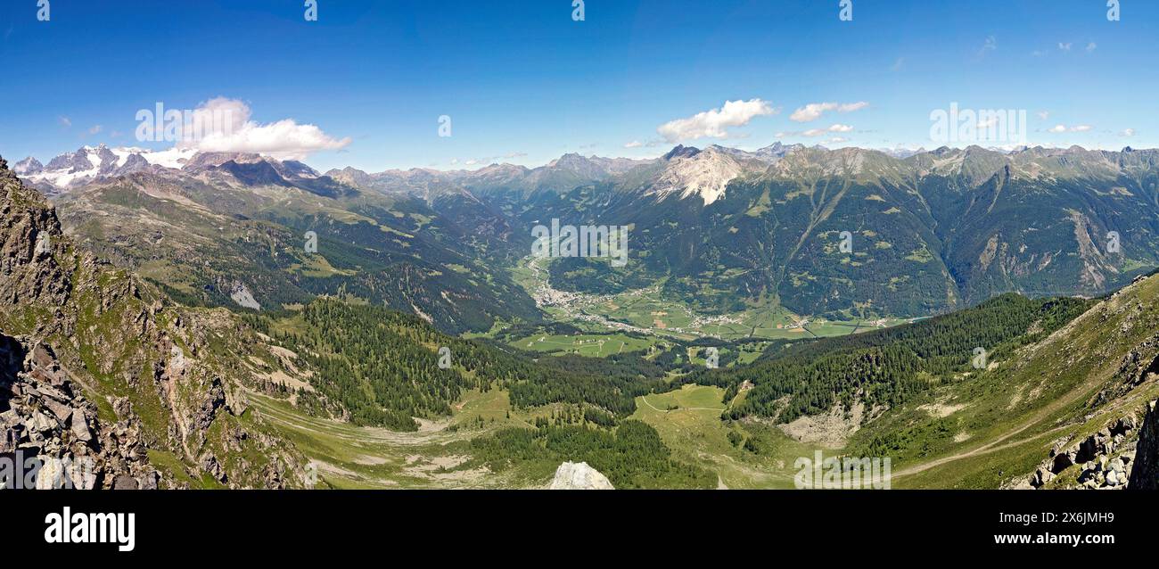 The Poschiavo valley in Switzerland seen from the Passo delle Saline ...