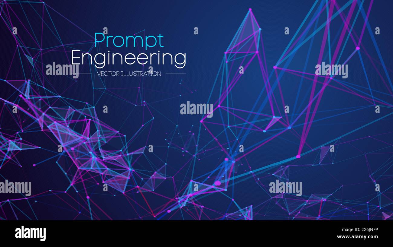 Prompt Engineering Ai And Data Visualization Plexus Structure Neural Network Stock Vector