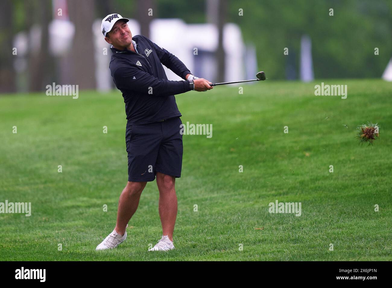 Justin Lower of the United States in action during a practice round ...