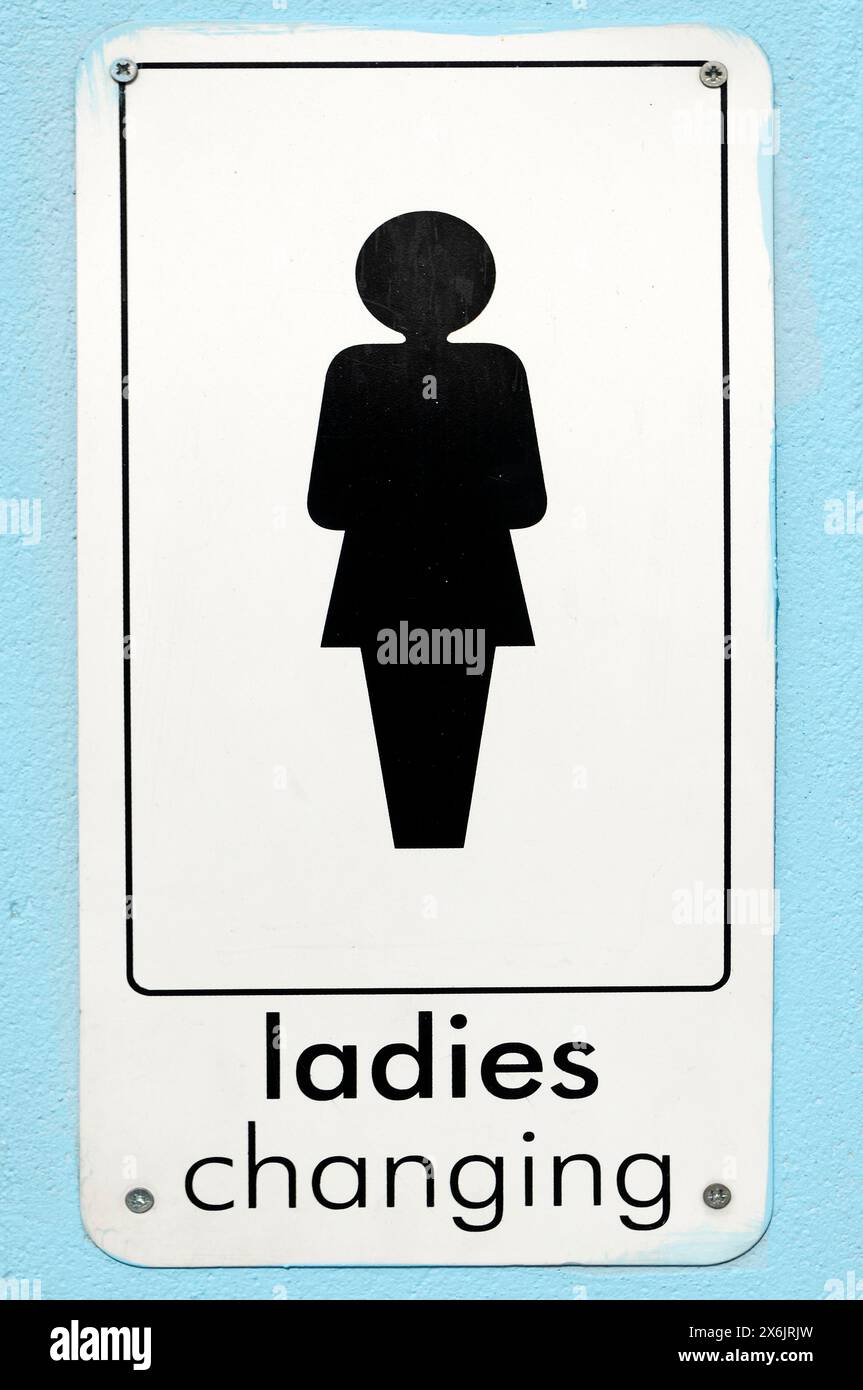 Sign on a changing room for woman, Tooting Bec, London, England, Great ...