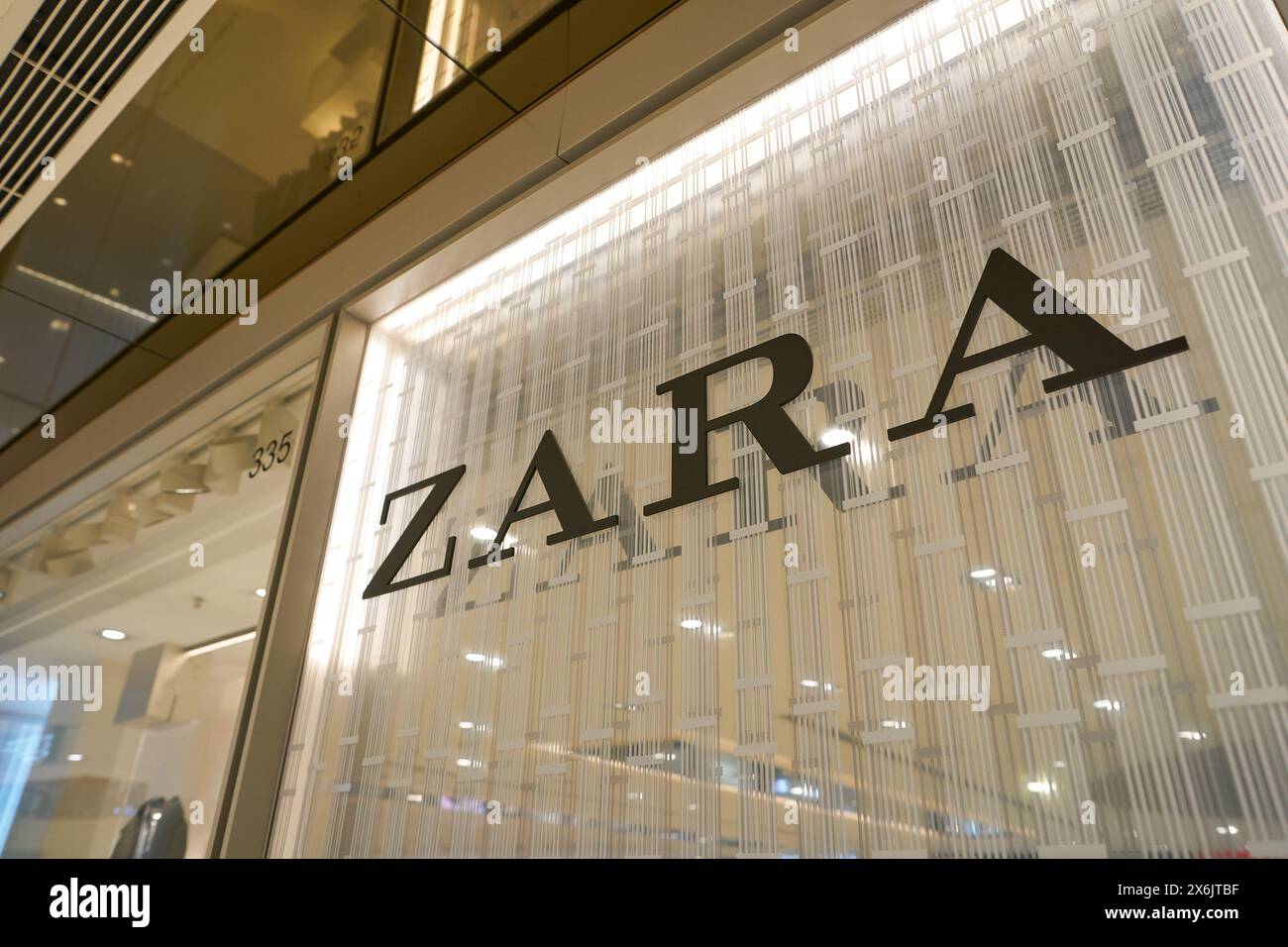 HONG KONG, CHINA - DECEMBER 04, 2023: close up shot of Zara sign as ...