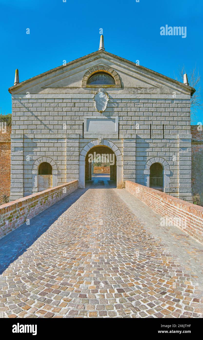 Sabbioneta, Italy, view of the Imperial gateway, the main entrance to ...