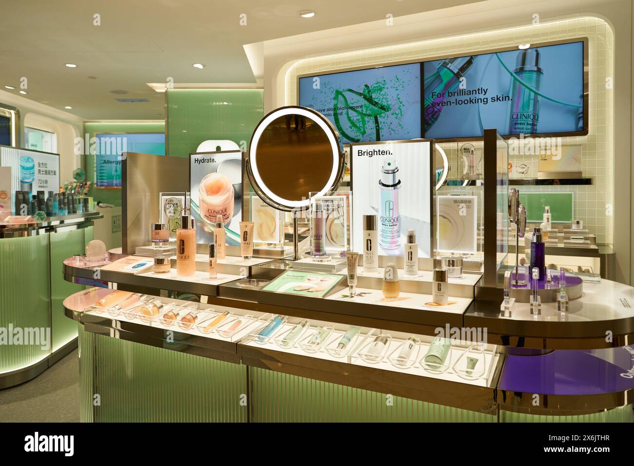 HONG KONG, CHINA - DECEMBER 04, 2023: cosmetic products displayed at ...