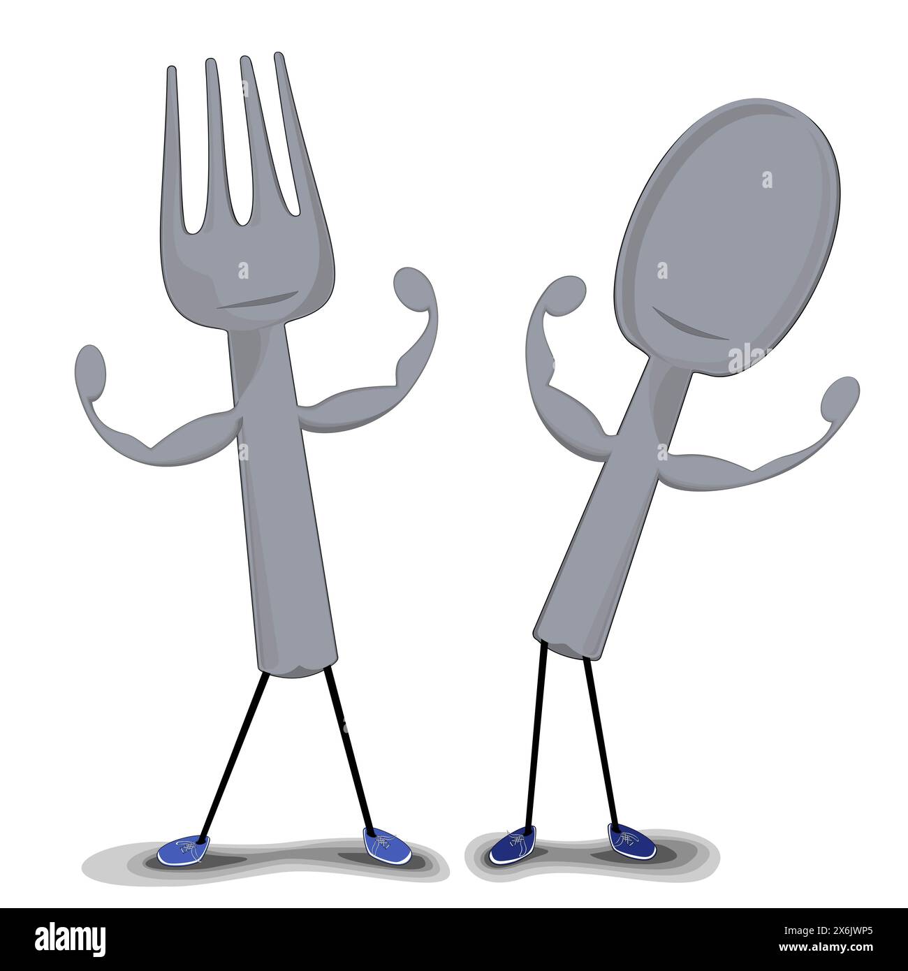 Body Builder Fork and Spoon Stand Posing Stock Photo - Alamy