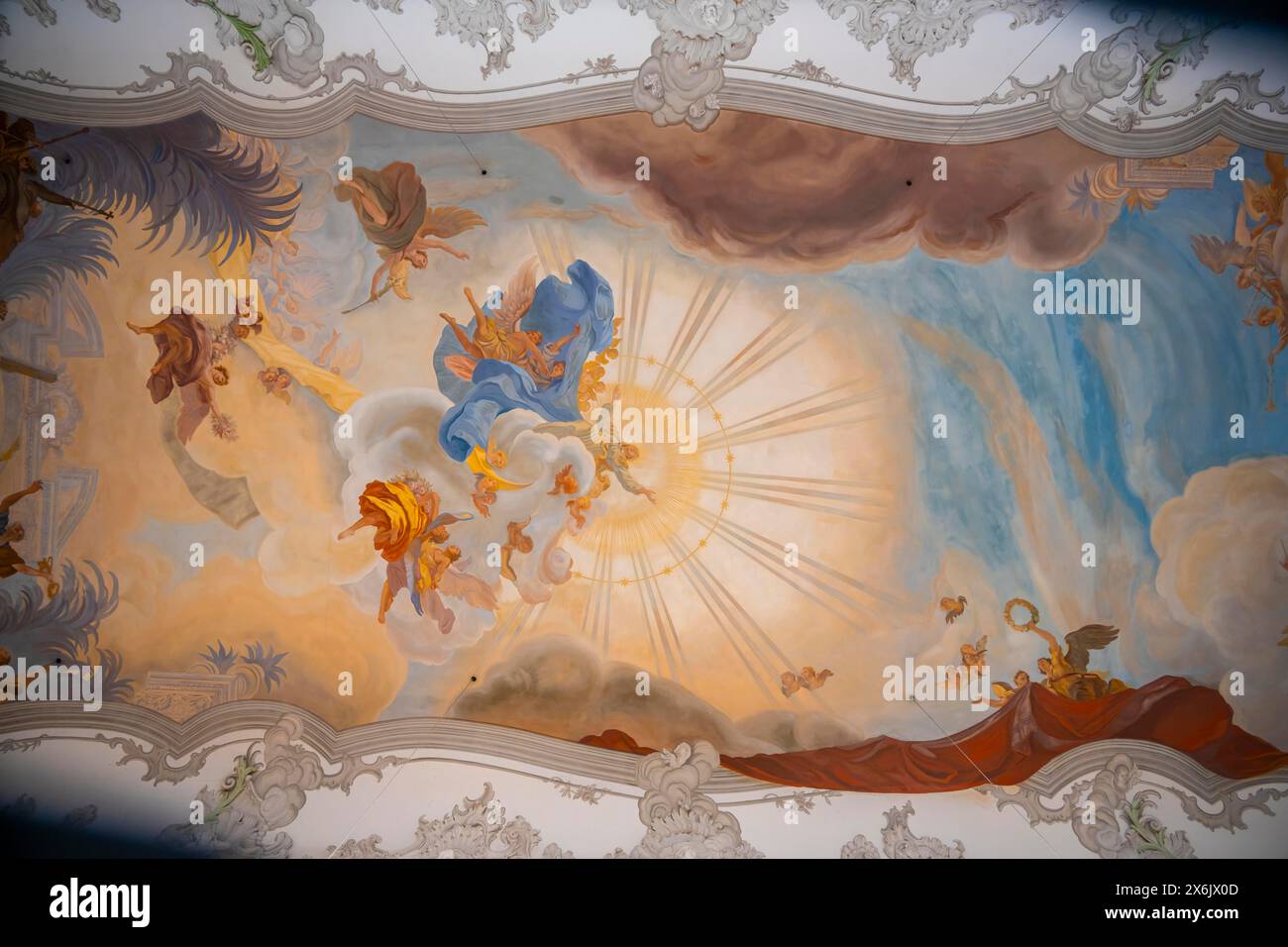 Ceiling painting, interior view of the Catholic parish church, Minster ...