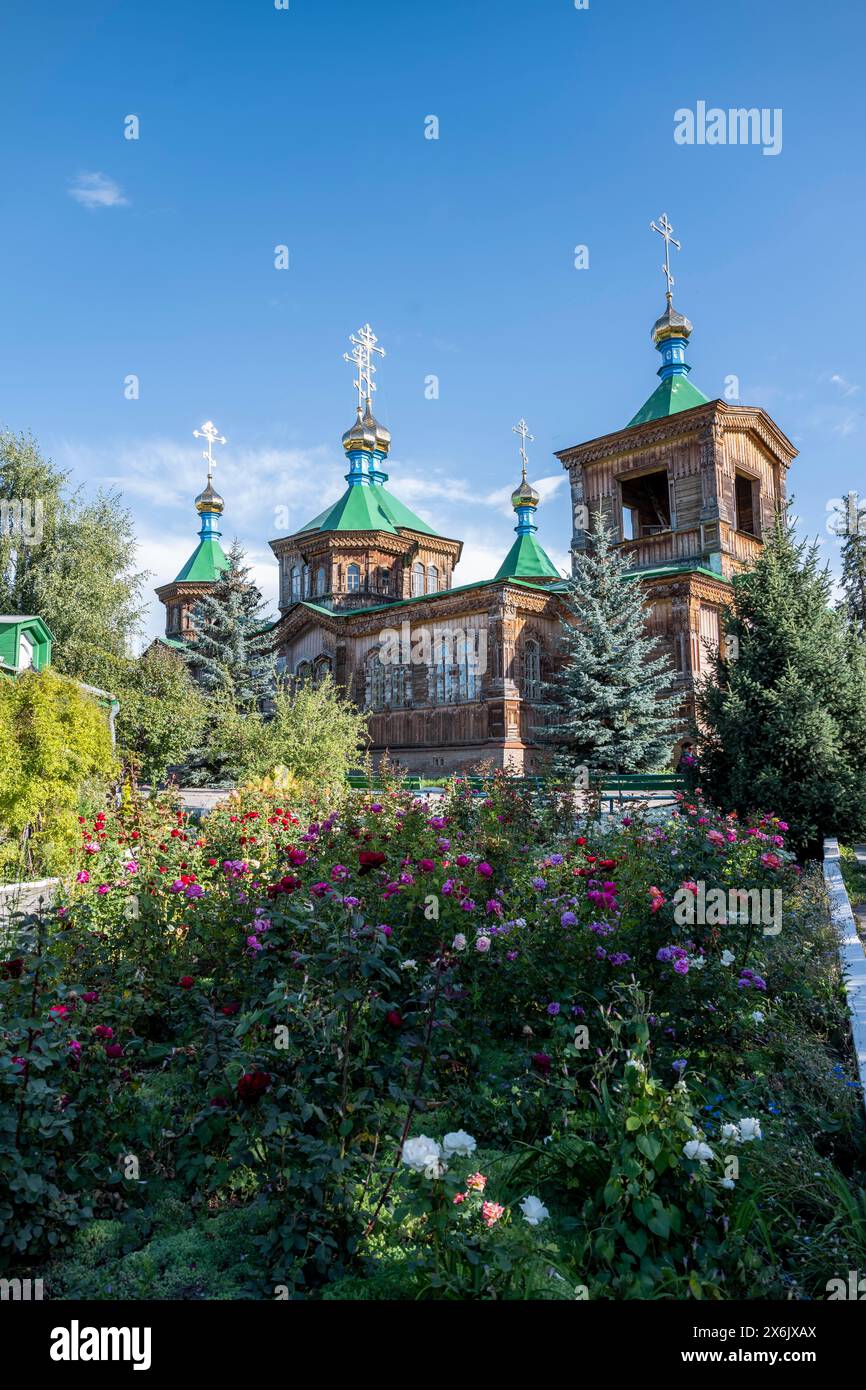 Flowers in front of the Russian Orthodox Church Cathedral of the Holy ...