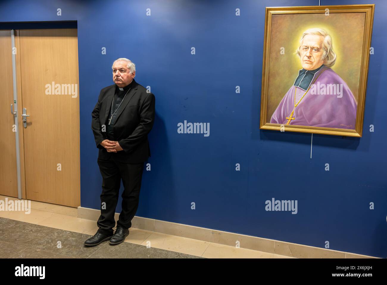 Jean-Marc Aveline, Cardinal of Marseille, seen next to the portrait of ...