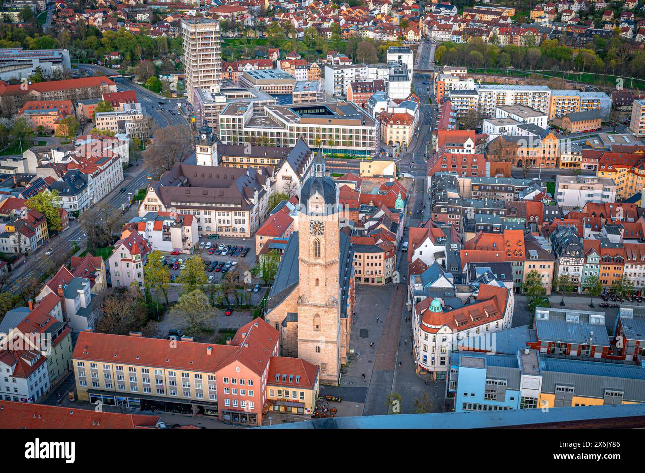 The Protestant town church of St Michael in Jena from above with the ...