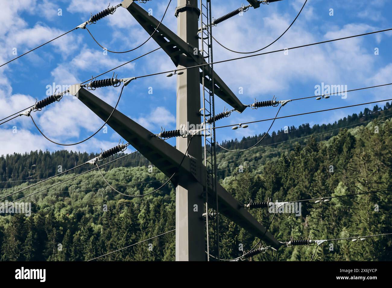 High voltage transmission line in Switzerland Stock Photo - Alamy